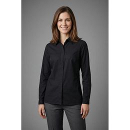 bonprix Damen bonprix Langarmbluse &raquo;Long-Stretch-Bluse&laquo; lockere Passform, mit Stehkragen, mit verdeckter Knopfleiste schwarz 52
