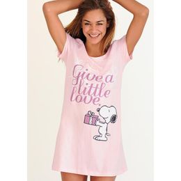 PEANUTS Damen Sleepshirt mit Snoopy-Print in Minil&auml;nge rosa 56/58, N-Gr