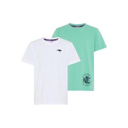 Kangaroos Jungen Kangaroos T-Shirt &raquo; 2er Pack T-Shirts&laquo; Packung, 2, 2 tlg. Basic Passform, mit Rundhalsausschnitt, bedruckt, aus Baumwolle bunt 128/