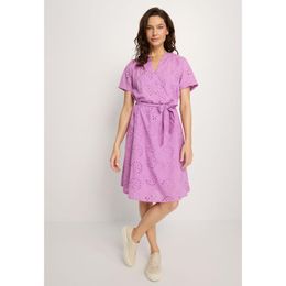 Lascana Damen Lascana Blusenkleid und Lochstickerei, Spitzenkleid lila 44, N-Gr