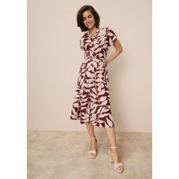 Tamaris Damen Hemdblusenkleid &raquo;mit tailliertem Bindeg&uuml;rtel und Knopfleiste&laquo; Set, 2 tlg. tlg. aus Viskose, f&uuml;r Fr&uuml;hling und Sommer, gemustert, Mitte-