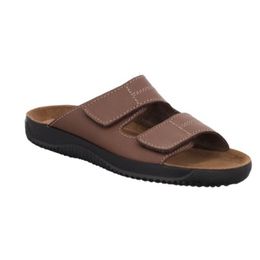 Rohde Herren Pantolette &raquo;Soltau-H&laquo; , Sommerschuh, Schlappen, Hausschuh mit Klettverschl&uuml;ssen braun 40
