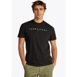 Tommy Jeans Herren T-Shirt &raquo;TJM REGULAR LINEAR LOGO EXT&laquo; Rundhals, Regular Fit schwarz XXL