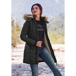 ALPENBLITZ Damen ALPENBLITZ Parka &raquo;Wintercharme&laquo; mit Kapuze f&uuml;r kalte Temperaturen, aus Webstoff, mit Kapuze, mit Taschen schwarz 42