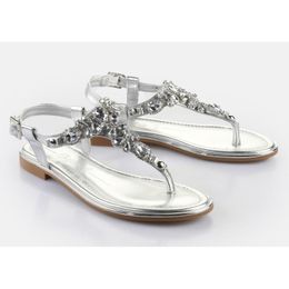 Buffalo Damen Sandale &raquo;KIRA ICE&laquo; , Riemchensandale, Sommerschuh, Urlaubsandale, Memory Foam Innensohle silber 37