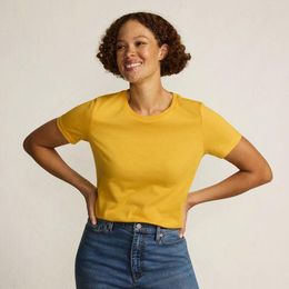 LANDS' END Supima T-Shirt mit Rundhalsausschnitt in Petite-Gr&ouml;&szlig;e f&uuml;r Damen, Damen, size: petite, Gelb, Baumwolle, by Lands' End