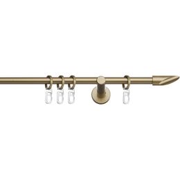 Indeko Gardinenstange &raquo;Marbella&laquo; &Oslash; 12 mm 1 l&auml;ufig-l&auml;ufig Wunschma&szlig;l&auml;nge Komplett-Set inkl. Ringen und Montagematerial gold Stahl B/L: 120cm &Oslash; 12mm, 1 