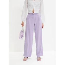 bonprix Damen bonprix Bundfaltenhose &raquo;Bundfaltenhose&laquo; aus Polyester, Viskose und Elasthan, Loose Fit, festlicher Stil lila 42, N-Gr