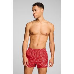 Puma Herren Puma Badeshorts &raquo;Puma SWIM MEN PRINTED CAT SHORT SHORTS&laquo; mit Gummizug und seitlichen Taschen rot L, N-Gr