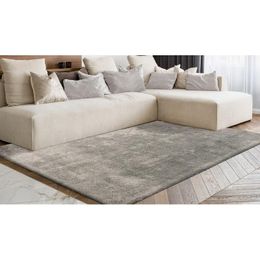 Calo-deluxe Hochflor-Teppich &raquo;Vossi 111&laquo; rechteckig 40 mm H&ouml;he besonders weich durch Microfaser, Wohnzimmer silber Kunstfaser B : 200cm 1 Stk., 40mm, 