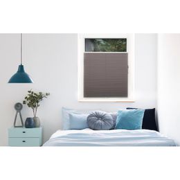 mydeco Plissee &raquo;Free&laquo; Lichtschutz ohne Bohren verspannt grau Obermaterial: 100% Polyester 130cm, zweiseitig verschiebbar, 50cm