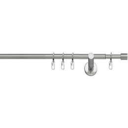 Indeko Gardinenstange &raquo;Andrax&laquo; &Oslash; 20 mm 1 l&auml;ufig-l&auml;ufig ausziehbar stufenlos verstellbare Teleskopstange silber Aluminium L: 130cm - 240cm &Oslash; 20mm, 1 