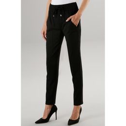 Aniston Selected Damen Aniston SELECTED Schlupfhose mit gro&szlig;en, aufgesetzten Taschen schwarz 42, N-Gr