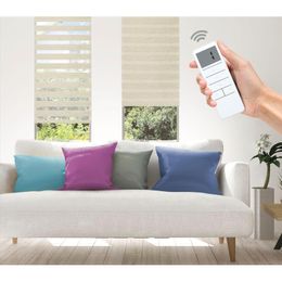 GOOD LIFE Elektrisches Rollo &raquo;Wood - SMART HOME&laquo; Lichtschutz ohne Bohren mit Fernbedienung wei&szlig; Kunststoff, Metall, Polyester 150cm, einseitig verschiebbar, 