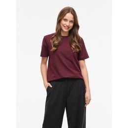 Vila Damen Kurzarmshirt &raquo;VINORA S/S T-SHIRT - NOOS&laquo; Baumwollmischung, regular fit rot L