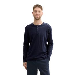 Tom Tailor Herren Tom Tailor Langarmshirt mit Knopfleiste blau S