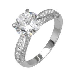 Firetti Damen Fingerring &raquo;Schmuck Geschenk Silber 925 Silberring Verlobung Solit&auml;r&laquo; mit Zirkonia (synth.) silber 16, Silber 925 (Sterlingsilber), 3mm