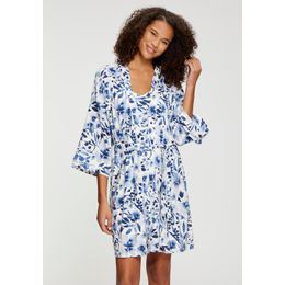 Lascana Damen Lascana Kimono Sch&ouml;ner Blumendruck blau 40/42