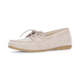 Gabor Damen Bootsschuh , Flats, Schlupfschuh, Slipper, mit Mokassinnaht beige 37