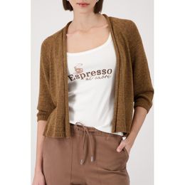 monari Damen Strickjacke &raquo;Jacke Strick&uuml;berwurf Basic&laquo; mit Halbarm braun 46