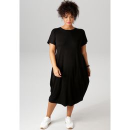 Aniston Plus Damen Aniston PLUS Jerseykleid schwarz 52, N-Gr
