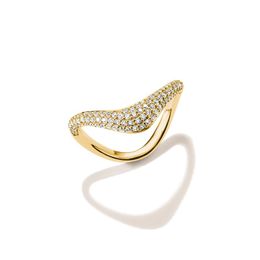 Thomas Sabo Damen Thomas Sabo Fingerring &raquo;Fluid Elegance Ring Pav&eacute; gelbgoldfarben&laquo; mit Zirkonia (synth.) gold 54, Metall