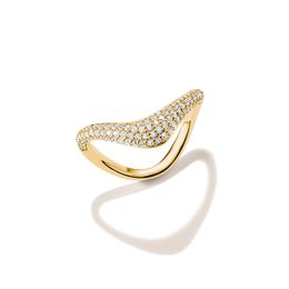 Thomas Sabo Damen Thomas Sabo Fingerring &raquo;Fluid Elegance Ring Pav&eacute; gelbgoldfarben&laquo; mit Zirkonia (synth.) gold 60, Metall