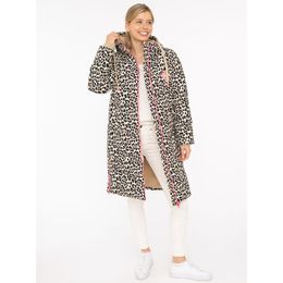 Zwillingsherz Damen Steppmantel &raquo;"Allover Leo"&laquo; mit pinken Zippern, Kapuze und Taschen, Leo beige M
