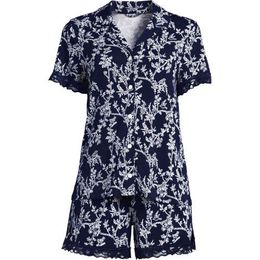 LANDS' END Pyjama-Set mit Shorts und Cooling-Finish in Plus-Gr&ouml;&szlig;e, Damen, size: plus, Blau, by Lands' End