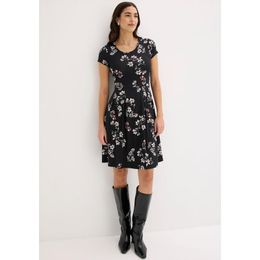 bonprix Damen bonprix Jerseykleid &raquo;Jerseykleid aus Viskose-Mix&laquo; 1 tlg. f&uuml;r sommerliche Tage, aus Viskose-Mix, ausgestellte Passform schwarz 36, N-Gr