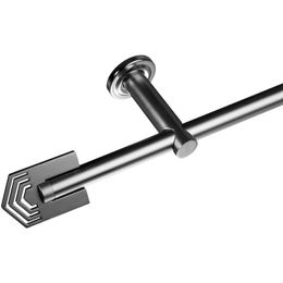 Liedeco Gardinenstange &raquo;Stilgarnitur, Komplettgarnitur 16 mm Mars&laquo; &Oslash; 16 mm 1 l&auml;ufig-l&auml;ufig Fixma&szlig; Gardinenstange Komplett silber Metall B/L: 200cm &Oslash; 16mm, 1 