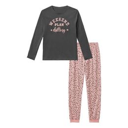 Buffalo M&auml;dchen Pyjama 2 mit modischem Leo-Druck, weiche Baumwollqualit&auml;t 158/164