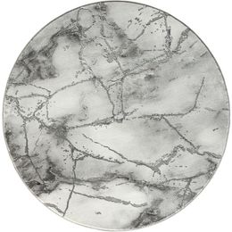OTTO home Teppich &raquo;Juliet&laquo; rund 12 mm H&ouml;he modernes Marmor-Design, Kurzflor, pflegeleicht, weich grau Kunstfaser &Oslash; 120cm 1 Stk., 12mm, &Oslash; 120cm