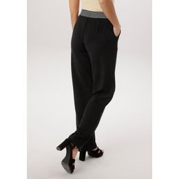 Aniston Selected Damen Aniston SELECTED Schlupfhose mit gestreifen Rundum-Gummizug schwarz 38, N-Gr