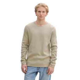 Tom Tailor Denim Herren Tom Tailor Denim Rundhalspullover mit Struktur beige XL