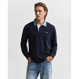 Gant Herren Langarm-Poloshirt &raquo;REG CHAMBRAY HEAVY RUGGER&laquo; blau L