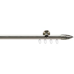 Liedeco Gardinenstange &raquo;Menorca edelstahl-optik&laquo; &Oslash; 20 mm 1 l&auml;ufig-l&auml;ufig Fixma&szlig; silber Metall B/L: 120cm &Oslash; 20mm, 1 l&auml;ufig