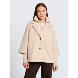 Tom Tailor Damen Tom Tailor Fellimitatjacke &raquo;Regular&laquo; ohne Kapuze mit Reverskragen und Stehkragen-Inlay und Knopfleiste beige XS