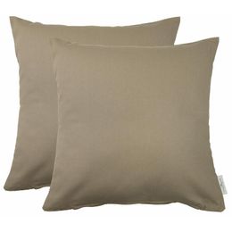 Tom Tailor HOME Dekokissen &raquo;Dove&laquo; unifarben, Kissenh&uuml;llen ohne F&uuml;llung, 2er Pack beige Baumwolle B/L: 38cm x 38cm, 2 Stk.