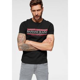 Bruno Banani Herren T-Shirt kurz&auml;rmelig, schmal geschnitten, bedruckt, Rundhalsausschnitt schwarz S (44/46)