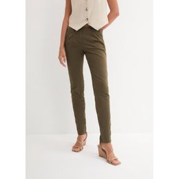 bonprix Damen bonprix Chinohose schmale Form, mit Bundfalten und praktischen Taschen gr&uuml;n 40, N-Gr