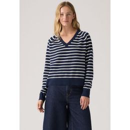 Levi's Levi's Damen V-Ausschnitt-Pullover &raquo;SUPER SOFT VNECK PULLOVER&laquo; im Bund beidseitig mit kurzem Schlitz blau XS (34)