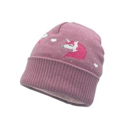 MaxiMo Jungen MaxiMo Strickm&uuml;tze Baumwolle, gef&uuml;ttert, breiter Umschlag, Motiv rosa 53