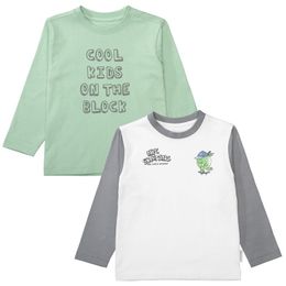 STACCATO Jungen STACCATO Langarmshirt 2 tlg. 2er Pack, mit Letter-Prints und Colorblocking, f&uuml;r Boys gr&uuml;n 92/98