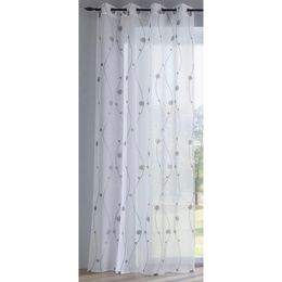 Kutti Vorhang &raquo;Nelly&laquo; &Ouml;sen 1 Stk. tlg. mit praktischen &Ouml;sen, halbtransparent, modern bestickt Kreise grau grau Voile, Polyester 145cm, &Ouml;sen, 135cm