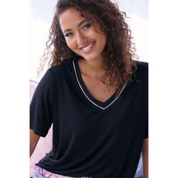 Lascana Damen Lascana Pyjama Set, 2 tlg. mit sch&ouml;nem Blumendruck rosa 40/42