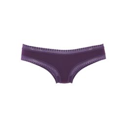 Lascana Damen Lascana Brasilslip 3er-Set, aus elastischer Baumwolle mit weicher Spitze lila 40/42