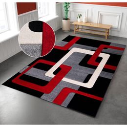OTTO home Teppich &raquo;Maxim&laquo; rechteckig 13 mm H&ouml;he Hoch-Tief-Effekt, Kurzflor, 3D-Design, Kundenliebling rot Kunstfaser B : 60cm 1 Stk., 13mm, L: 90cm