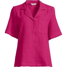 LANDS' END Kurz&auml;rmelige Musselin-Bluse in Plus-Gr&ouml;&szlig;e, Damen, size: plus, Pink, Baumwolle, by Lands' End