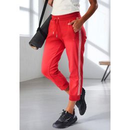 H.I.S. H.I.S Damen Relax-Caprihose mit seitlichen Tapestreifen rot XS (32/34), N-Gr